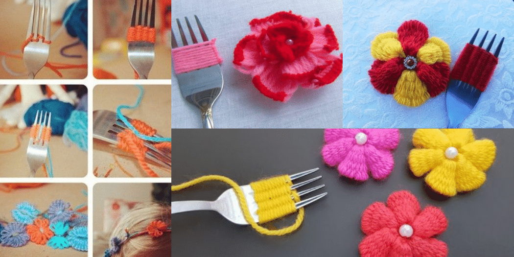 Crochet Flower with Fork- How to Make and Ideas